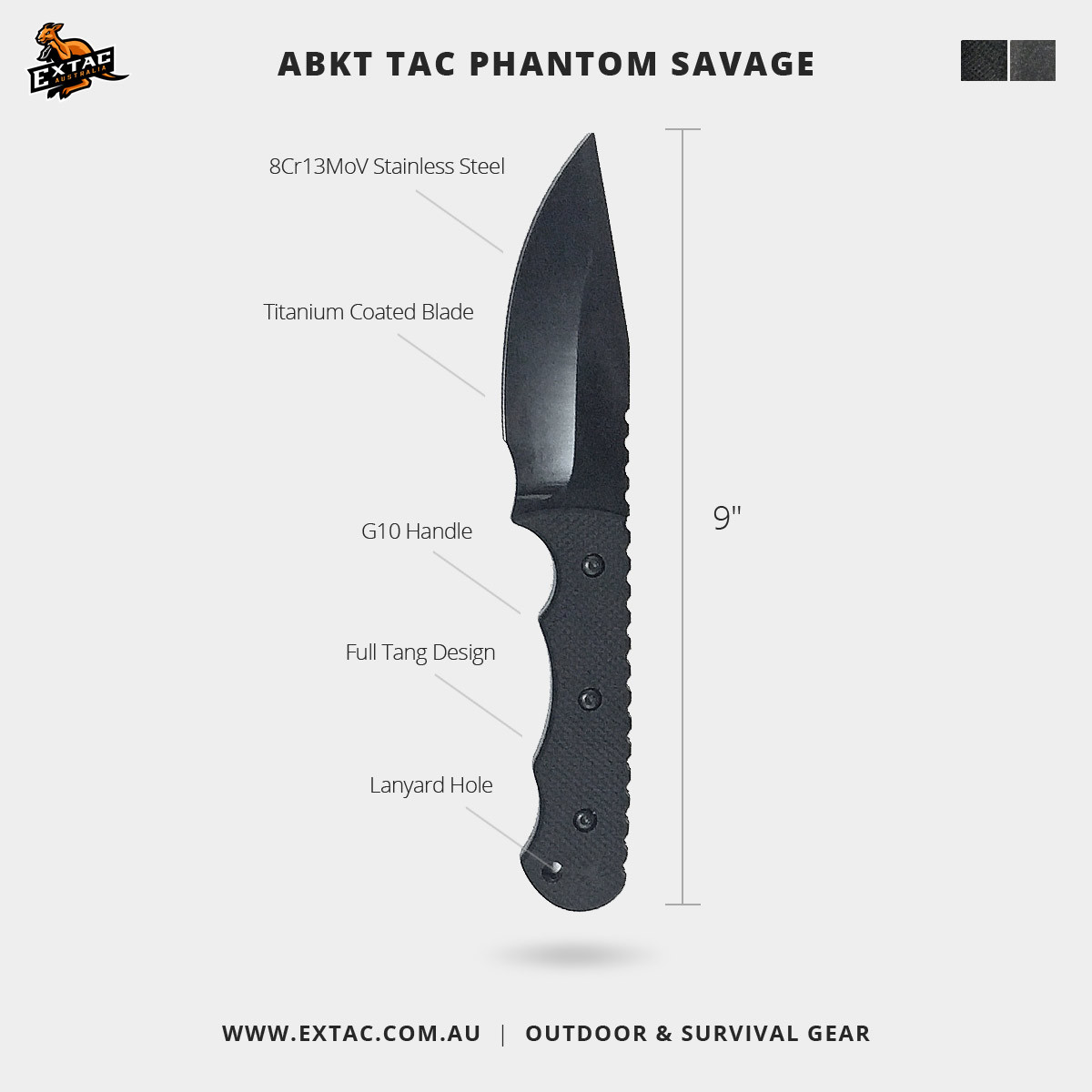 Extac Australia - ABKT Tac Phantom Savage Fixed Blade Knife